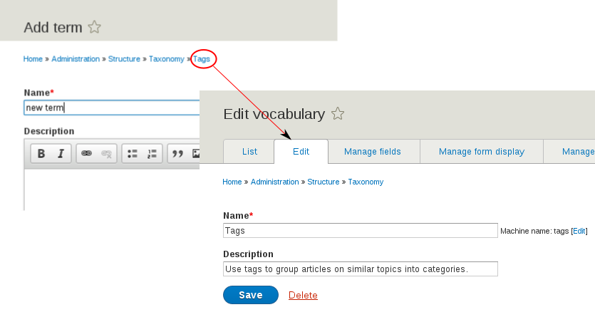 Add missing vocabulary to fix term edit form breadcrumbs [#1905370] | Drupal.org