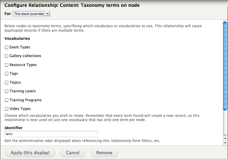 Taxonomy: Vocabulary filter completely missing in D7 [#1243488] | Drupal.org