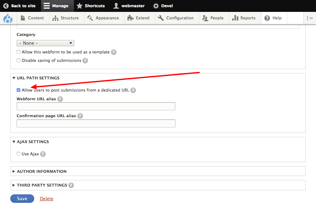 Only webform administrators are allowed to access this page and create ...