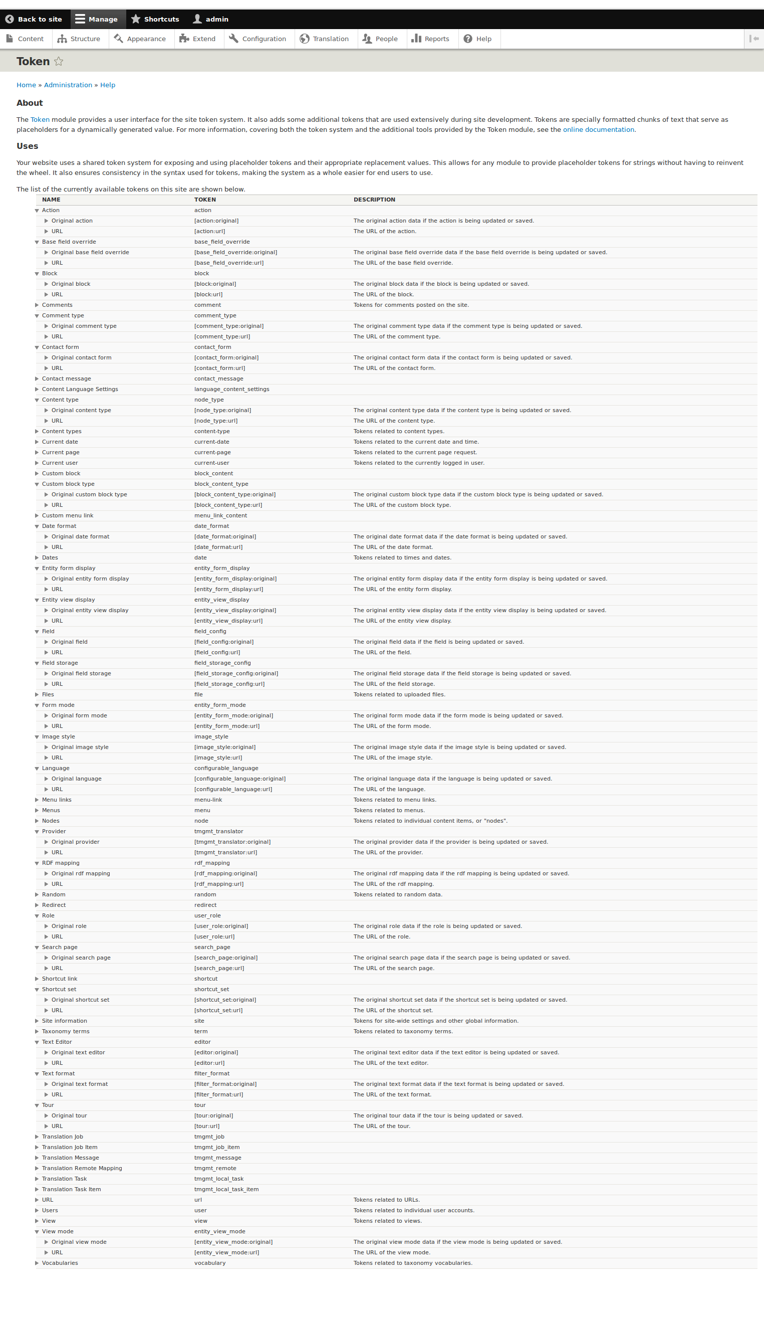 Do not define config entities as token types until we have useful tokens [#2761969] | Drupal.org