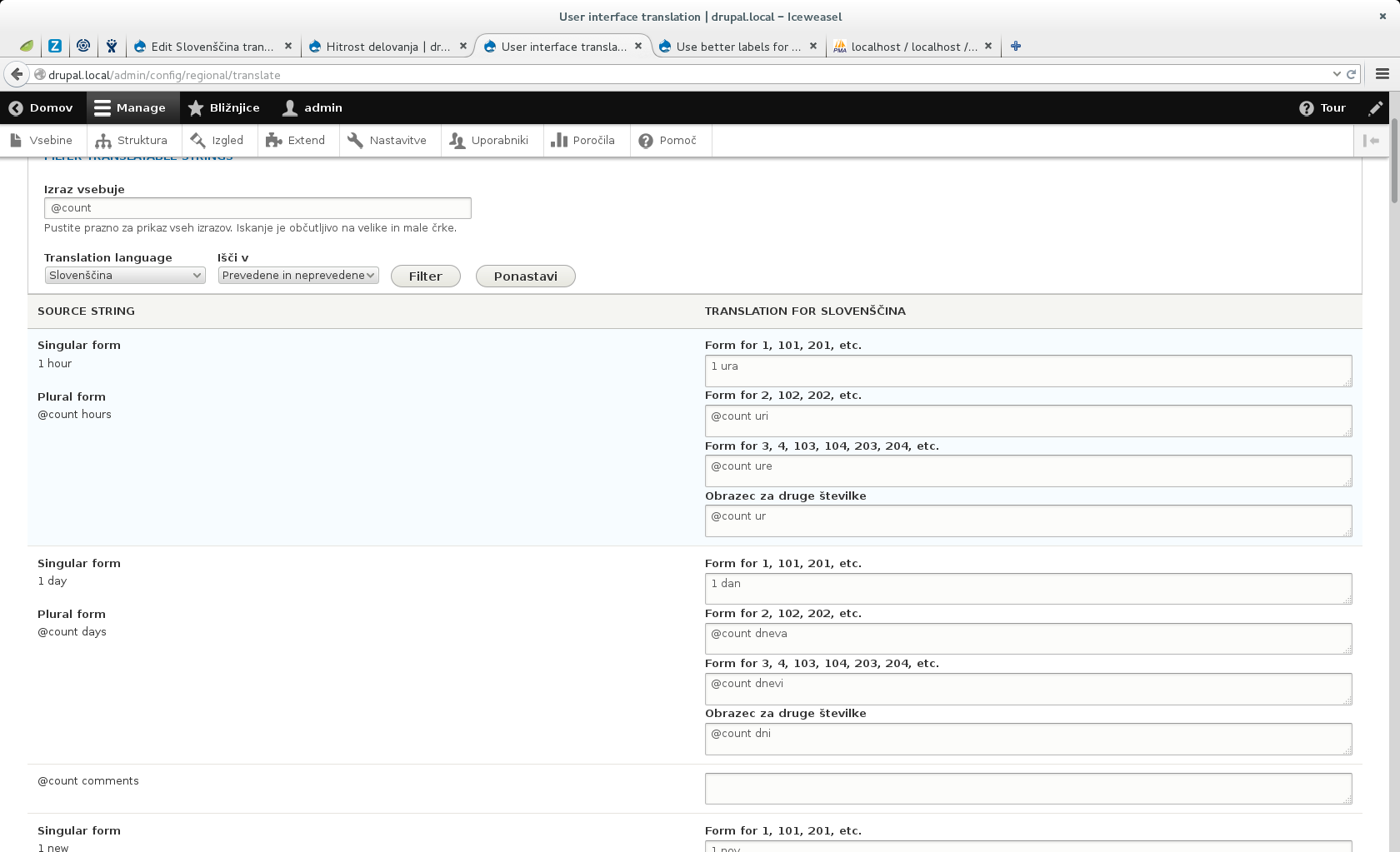 Use correct labels for numeric fields when using a multiple plural forms language [#2499639 ...
