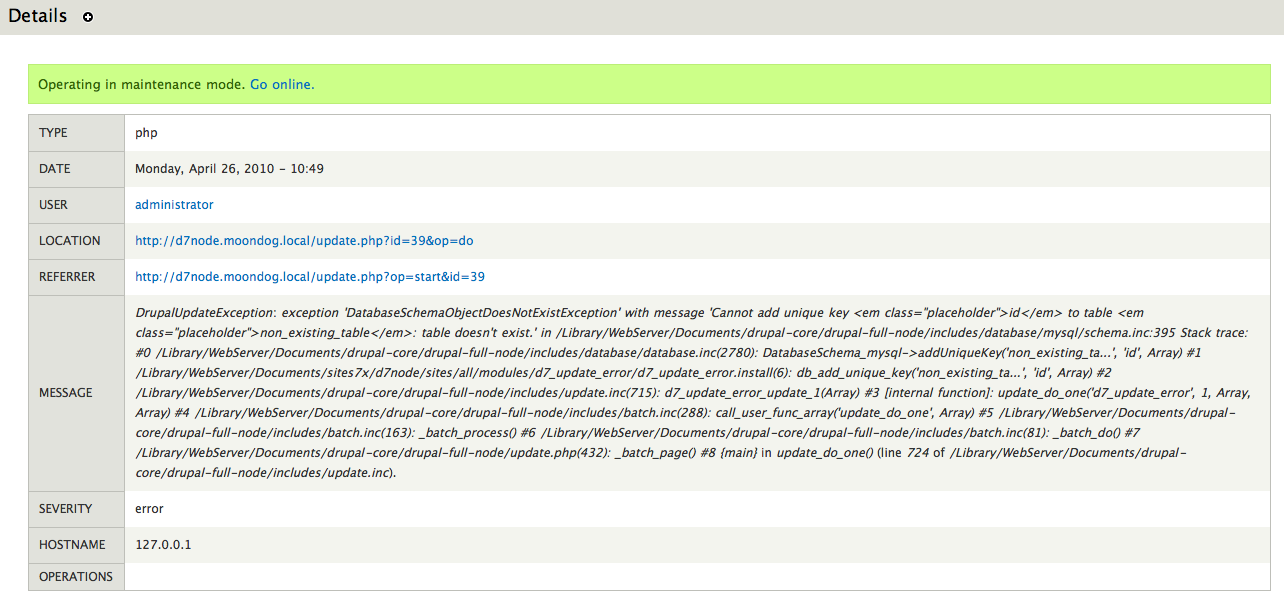 update.php: errors are not logged [#774882] | Drupal.org