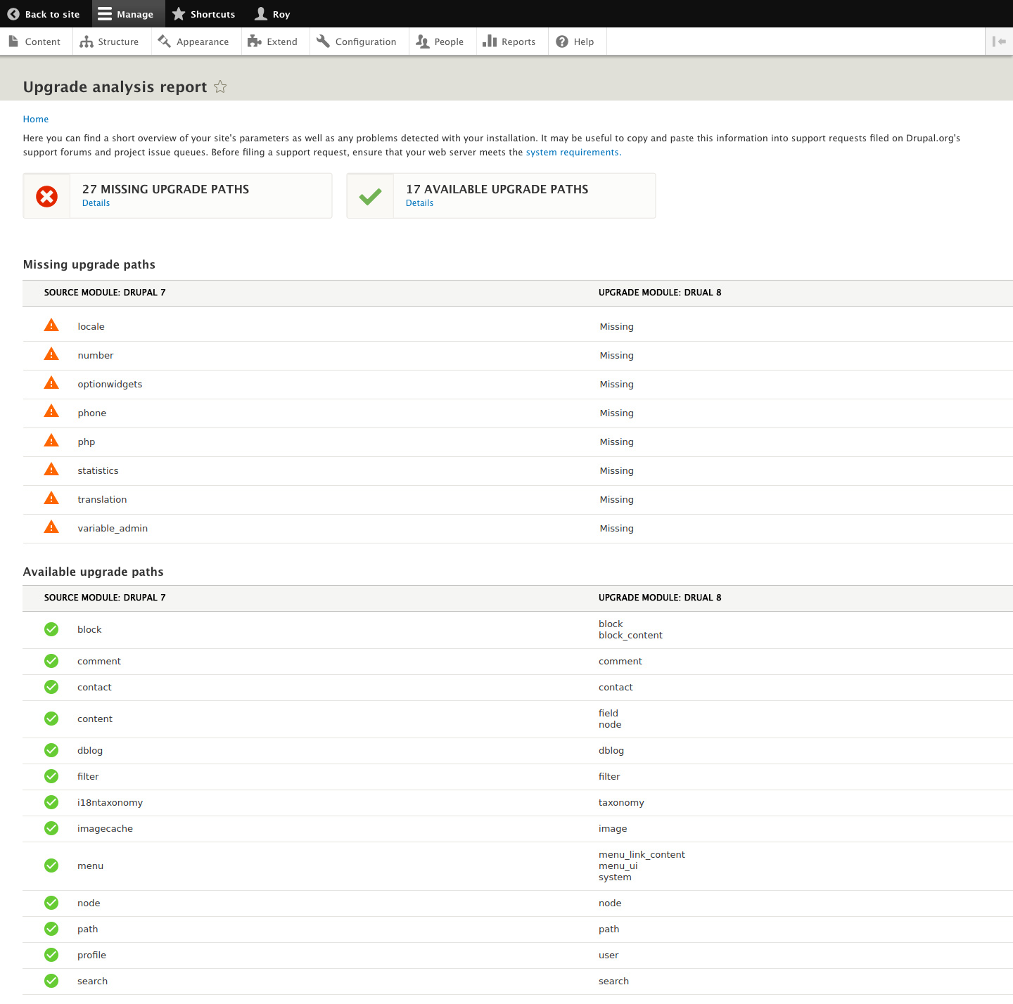 Migrate UI: Improve 'Review Upgrade' page UX [#2905227] | Drupal.org