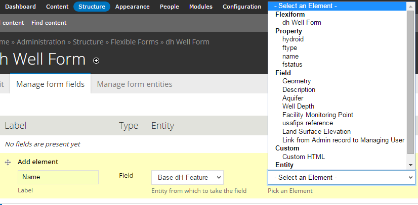 Add flexiform element handler for entity properties that are not FieldAPI fields e.g. Node Title ...