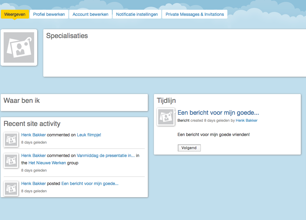 Posted privately to all trusted contacts messages on User Profile page ...