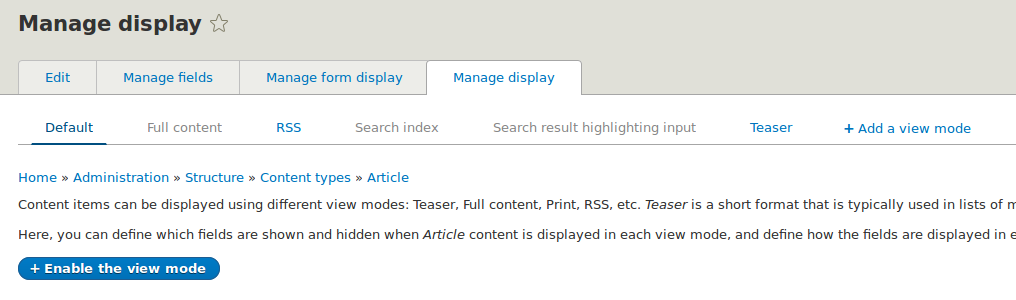 Allow user to add display modes from respective field UI's. [#2721727] | Drupal.org