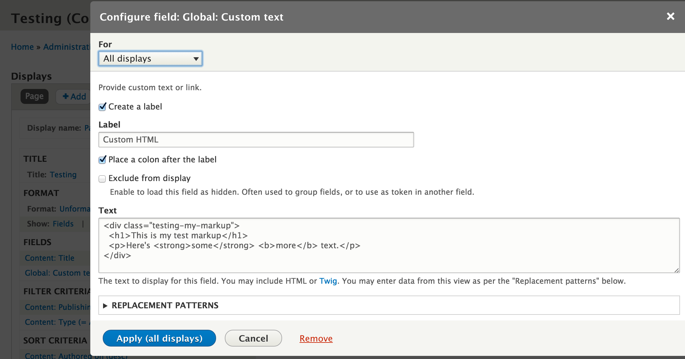 Outputting markup from custom text field is not possible [#2579427] | Drupal.org