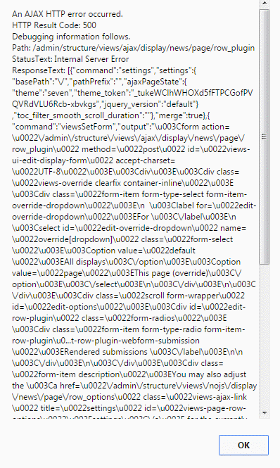 Views not editable, getting HTTP 500 Ajax errors [#2551883] | Drupal.org
