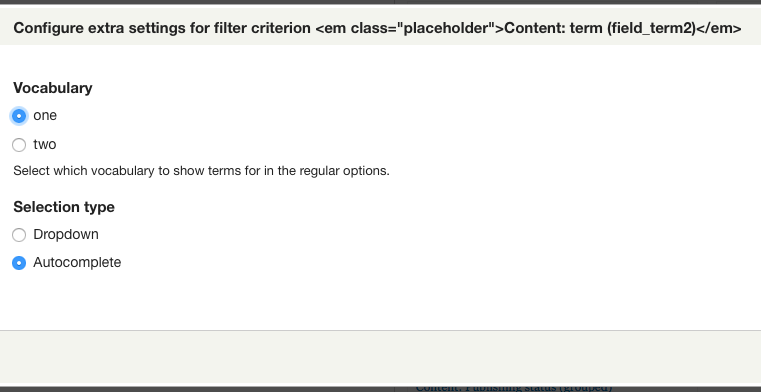 Allow multiple vocabularies in the taxonomy filter [#2784233] | Drupal.org