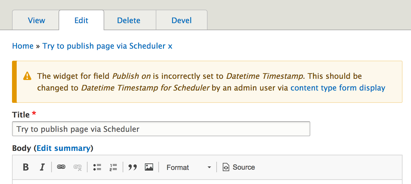 Give warning when wrong datetime field widget is set [#2848213] | Drupal.org