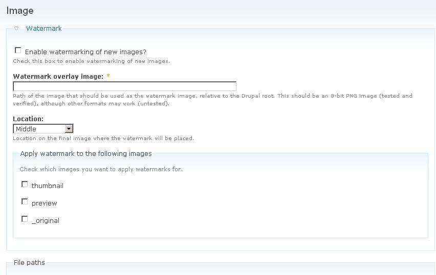 No settings page for watermark [#120544] | Drupal.org