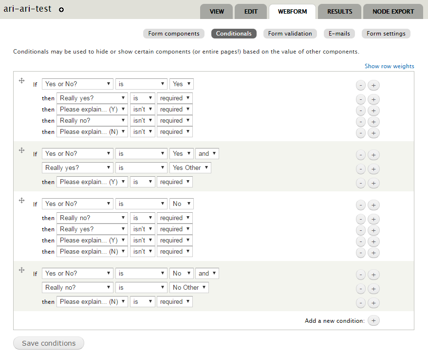 Webform 7.x-4 conditionals bug [#2707181] | Drupal.org