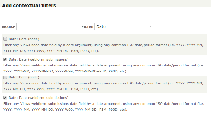 Add contextual filter for submitted date [#2157797] | Drupal.org
