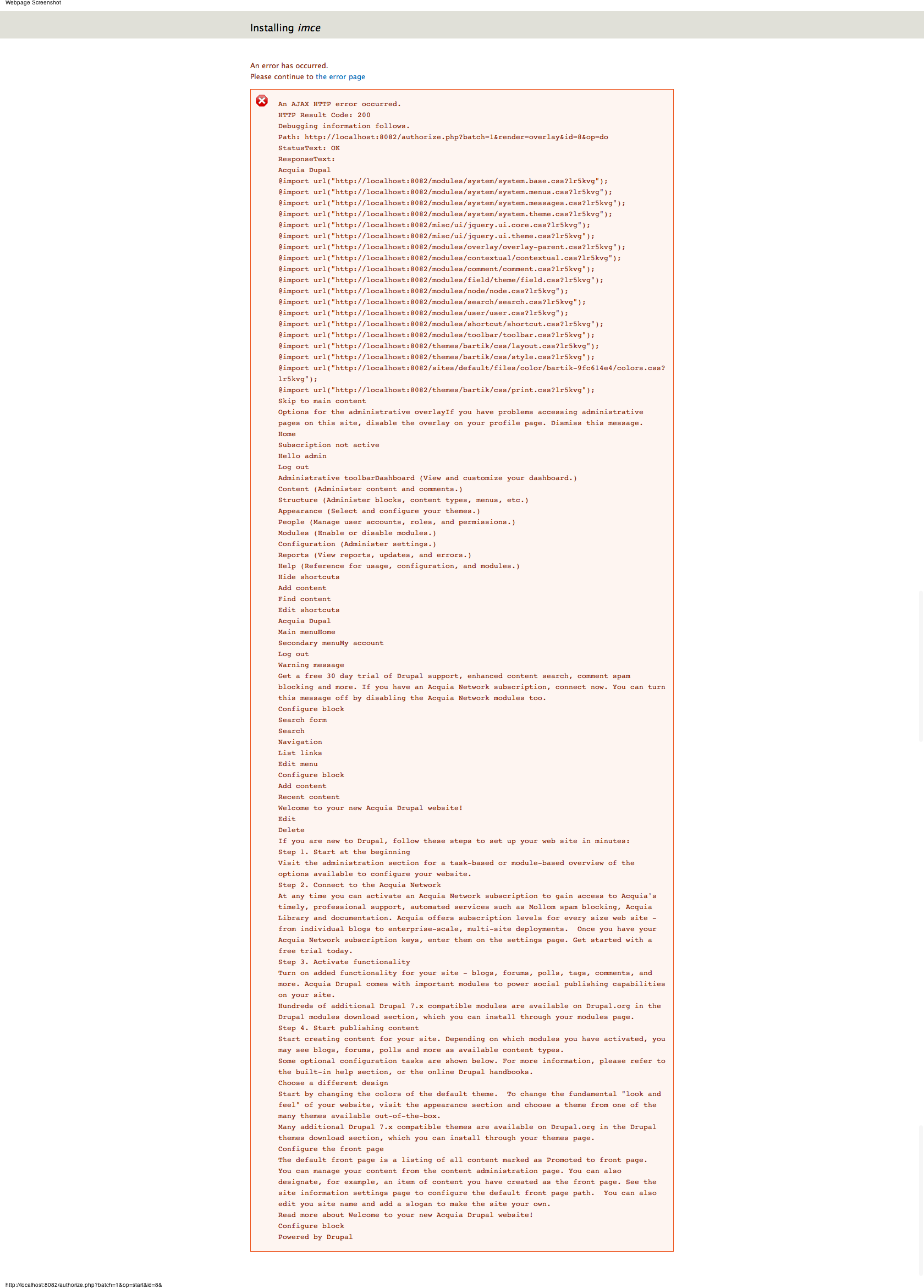 ajaxError formats with line breaks, outputs as if HTML [#898582] | Drupal.org