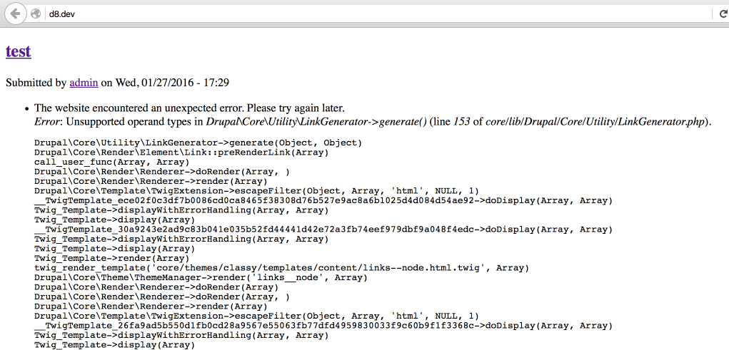 Array merge failure on line 153 of core/lib/Drupal/Core/Utility ...