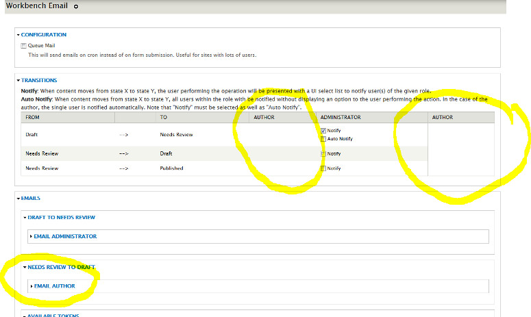 workbench email notifications configuration [#2306745] | Drupal.org