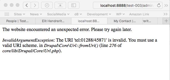 Character " / " slash in phone -> unexpected error [#2720923] | Drupal.org