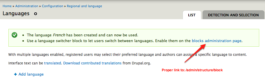 Provide a cue to enable the language switcher when adding a language [#1738374] | Drupal.org