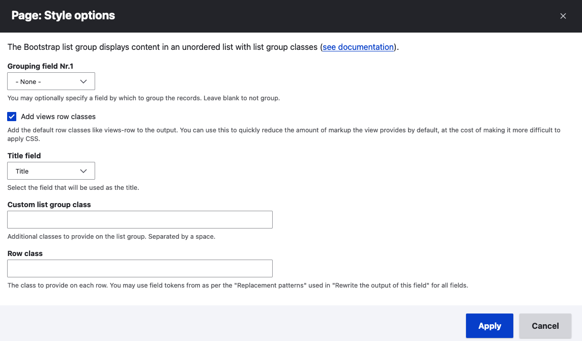 List Group | Views Bootstrap for Bootstrap 5 | Drupal Wiki guide on Drupal.org