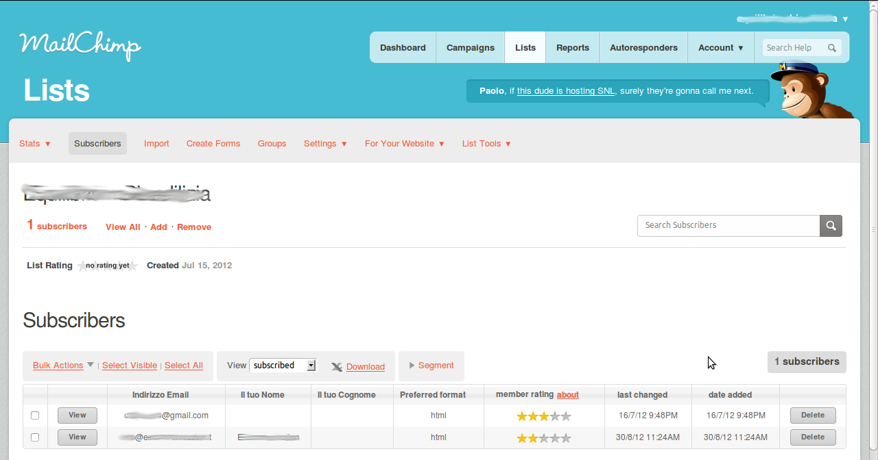 No lists available even with API configured and list ceated at mailchimp.com account [#1425724 ...