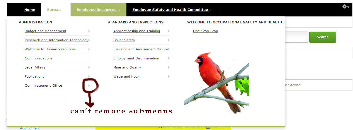 Problem with removing submenus from main navigation menu [patch] [#2024333] | Drupal.org