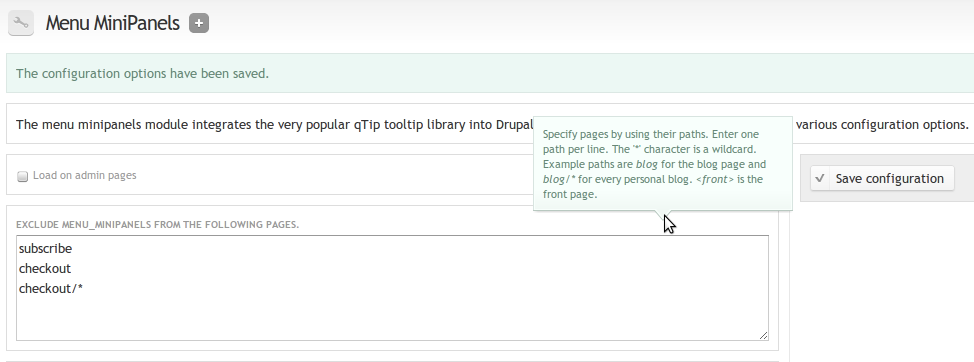Patch to allow excluding menu_minipanels from specified paths [#1440474] | Drupal.org