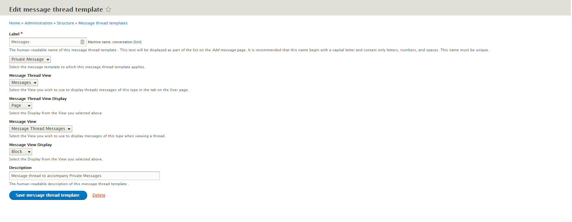 Configuration Items: Message Thread Template | Message Thread | Drupal Wiki guide on Drupal.org