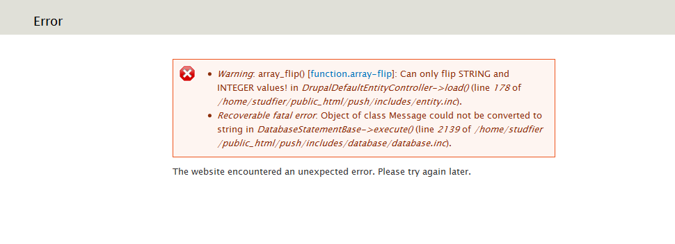 Warning: array_flip() [function.array-flip]: Can only flip STRING and INTEGER values! in ...