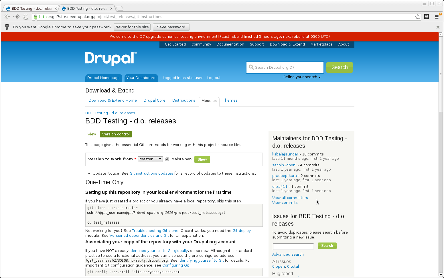 Wrong page when project maintainer hasn't set git username [#2119673] | Drupal.org