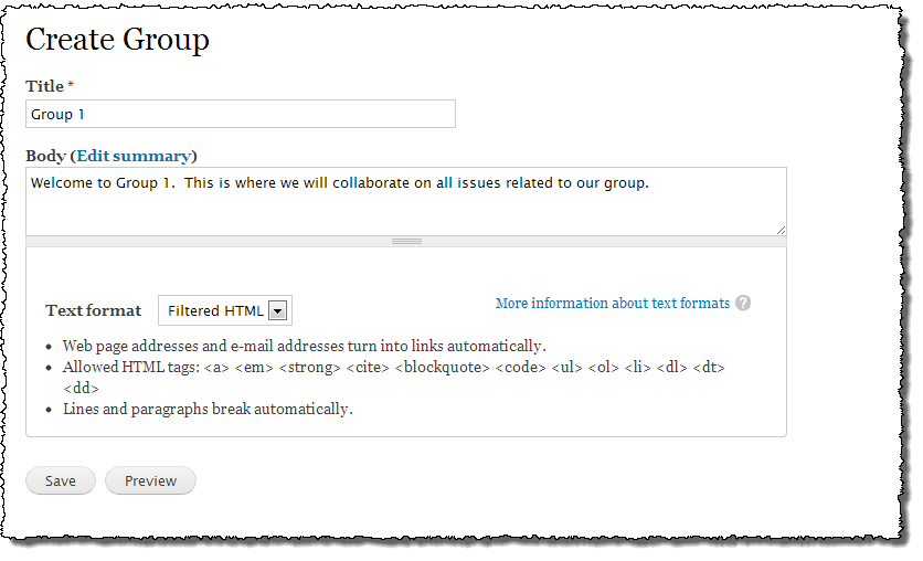 Create a Group | Usage | Drupal Wiki guide on Drupal.org