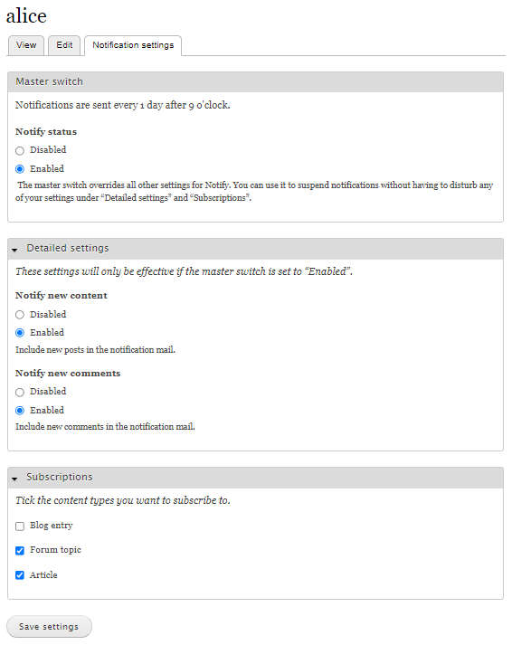 Notify | Contributed modules | Drupal Wiki guide on Drupal.org