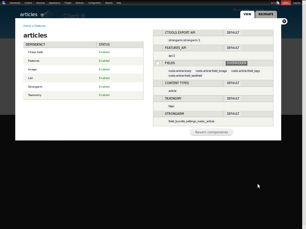 Revert fails to revert a feature (both UI and drush fr) [#1061178] | Drupal.org