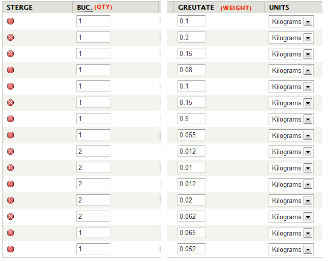 Weight cannot be longer than 15 characters but is currently 16 characters long - Incorect ...
