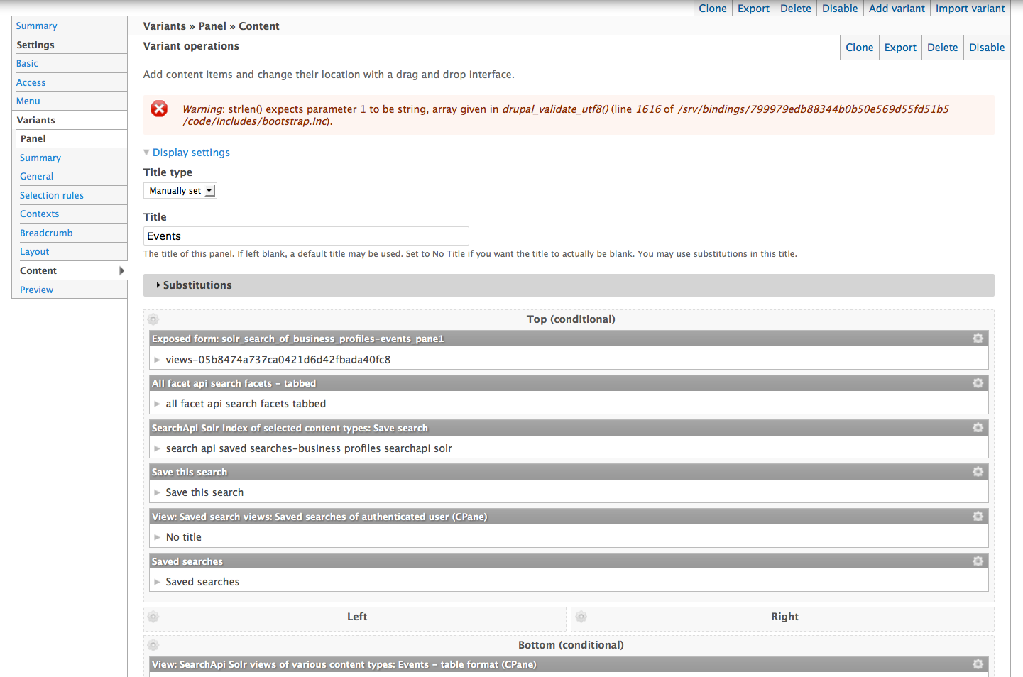 Panel page with tabs and nested tabs displays correctly for authenticated users but incorrectly ...
