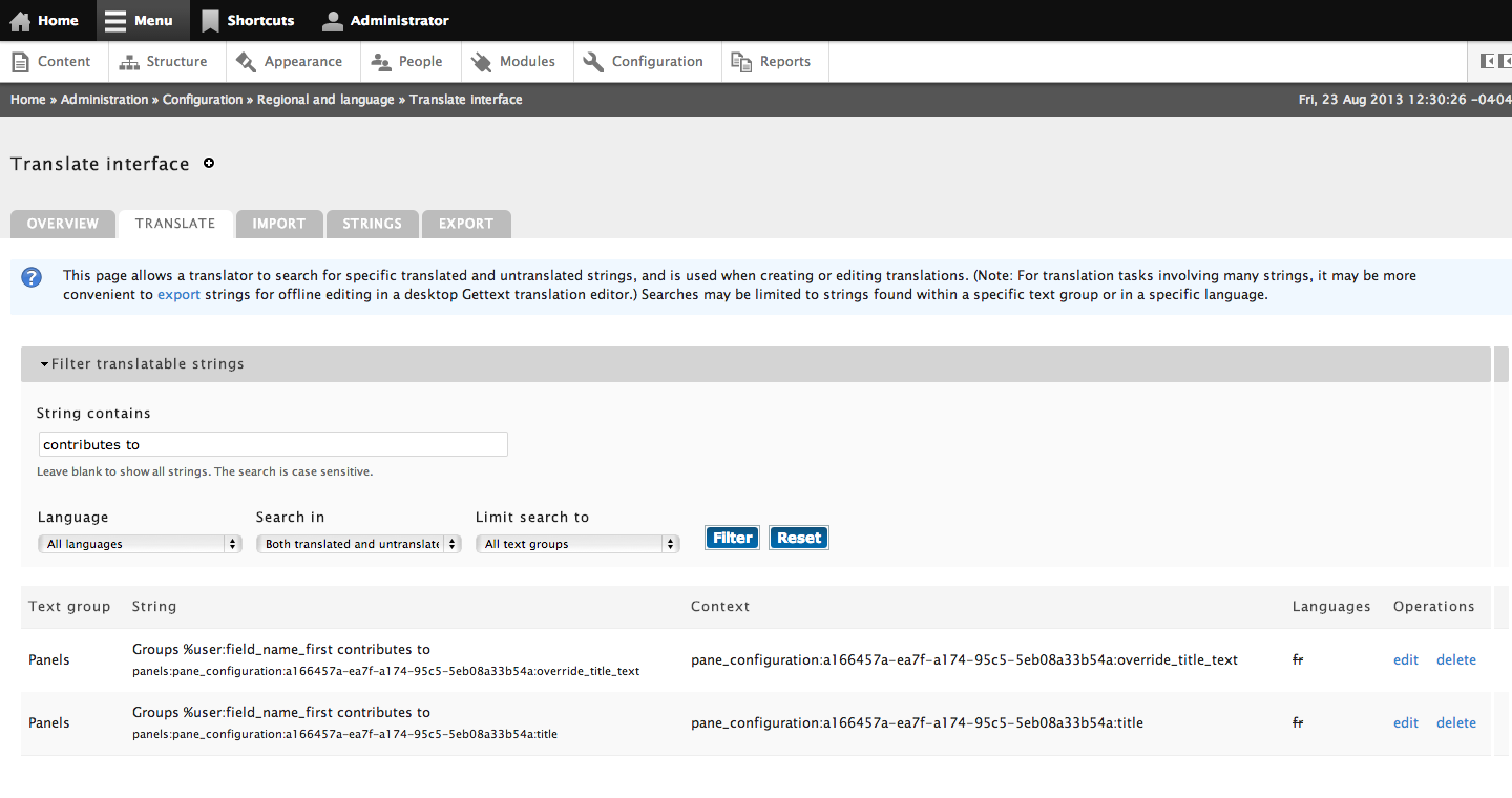 Add panels translation support [#2066869] | Drupal.org