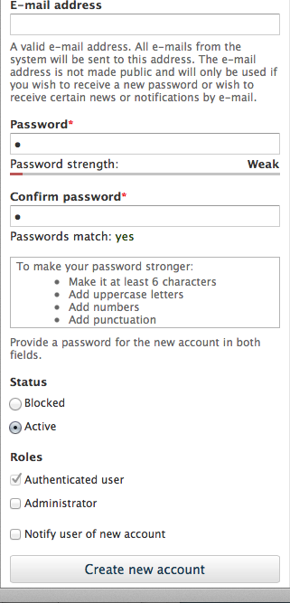 Add option to disable password strength checking [#432962] | Drupal.org