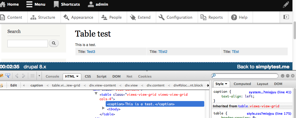 Add option to set caption & remove summary in the html table (Accessibility) [#843708] | Drupal.org