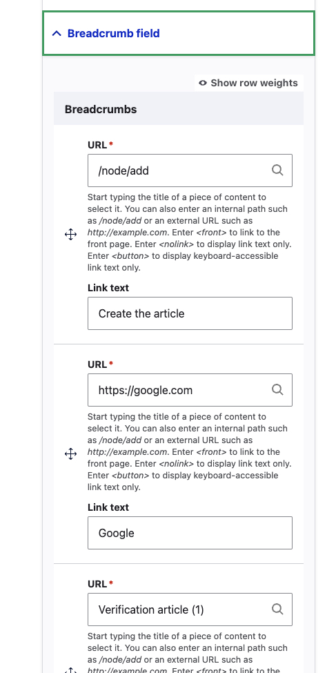 Breadcrumb field | Drupal.org