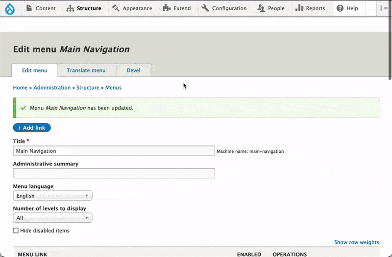 Admin Menu Levels | Drupal.org