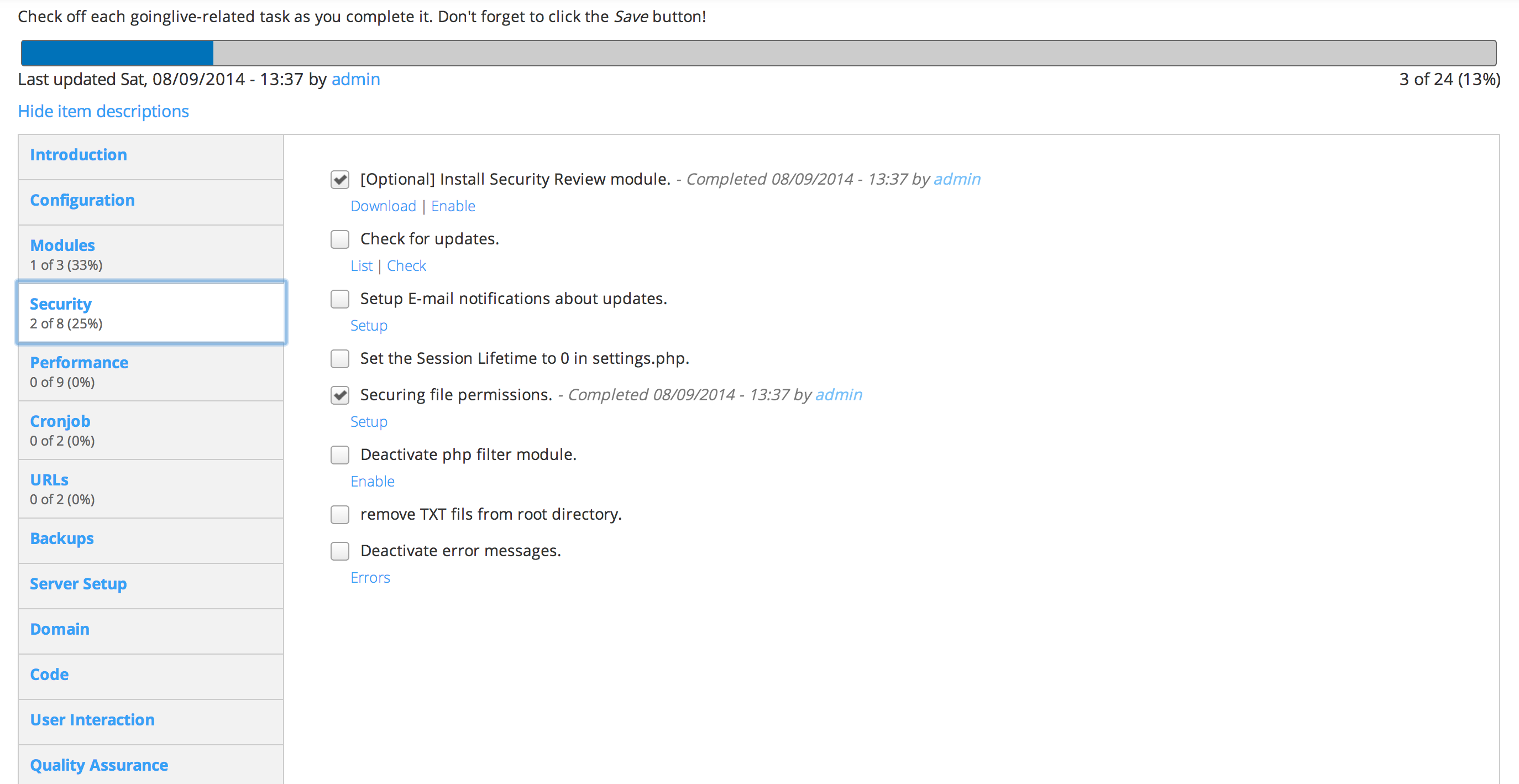 GOLIVE Checklist | Drupal.org