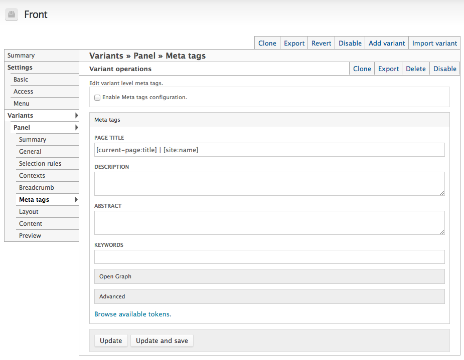 Meta tags: Panels | Drupal.org