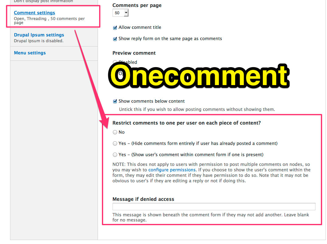 Onecomment | Drupal.org