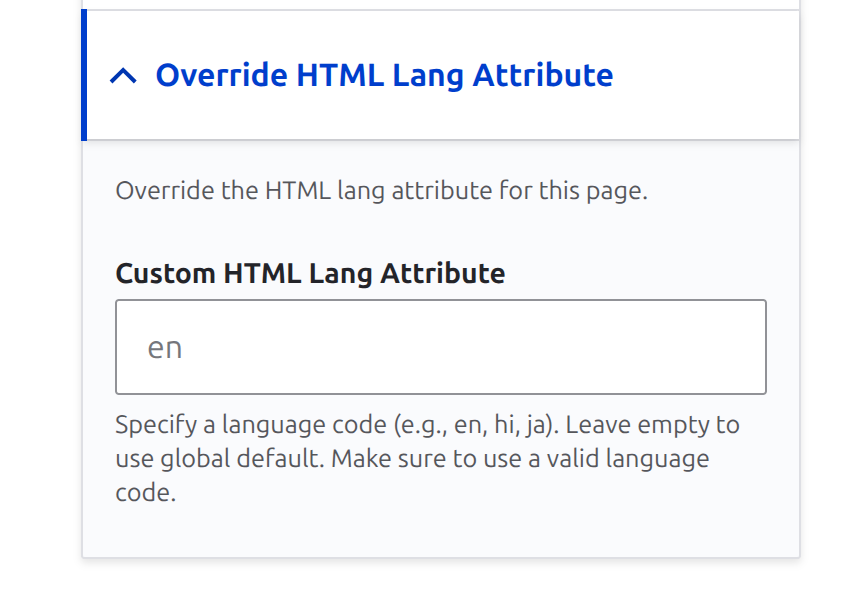 HTML Lang Attribute Override | Drupal.org