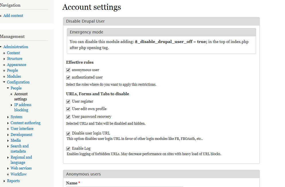 Disable Drupal User | Drupal.org