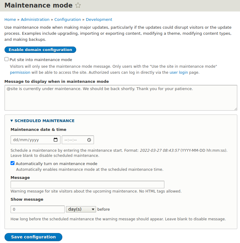 Scheduled Maintenance Drupal