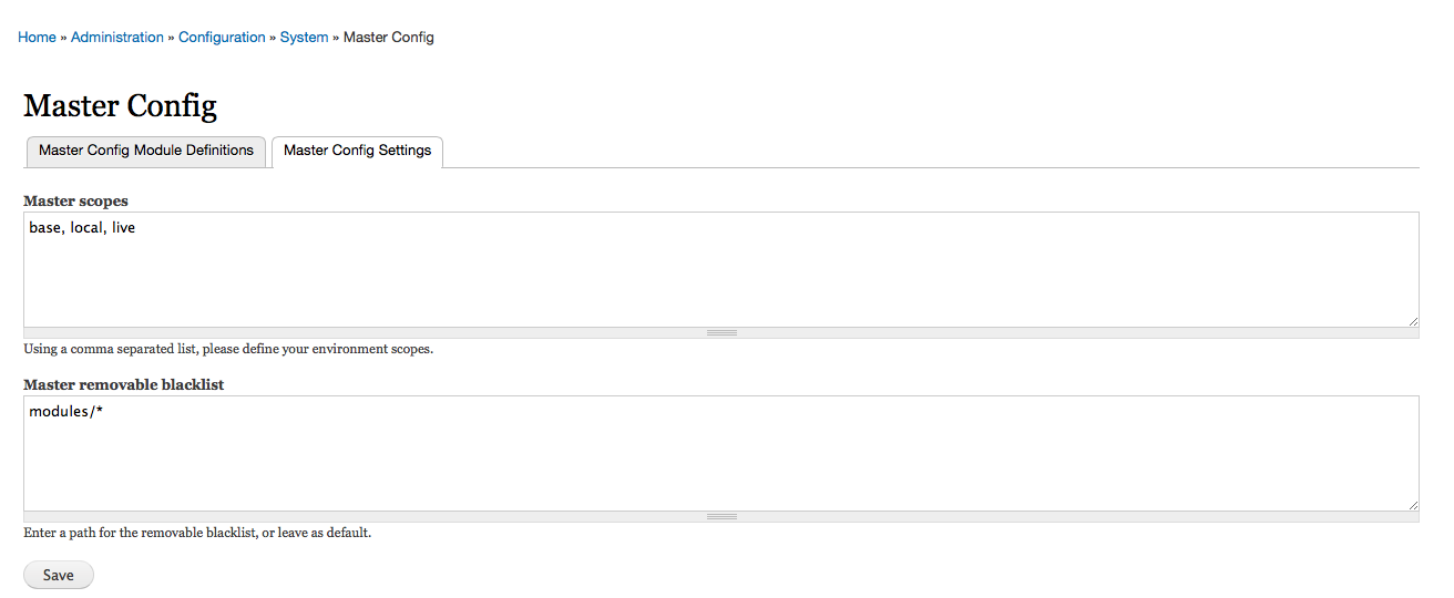 Master Config | Drupal.org