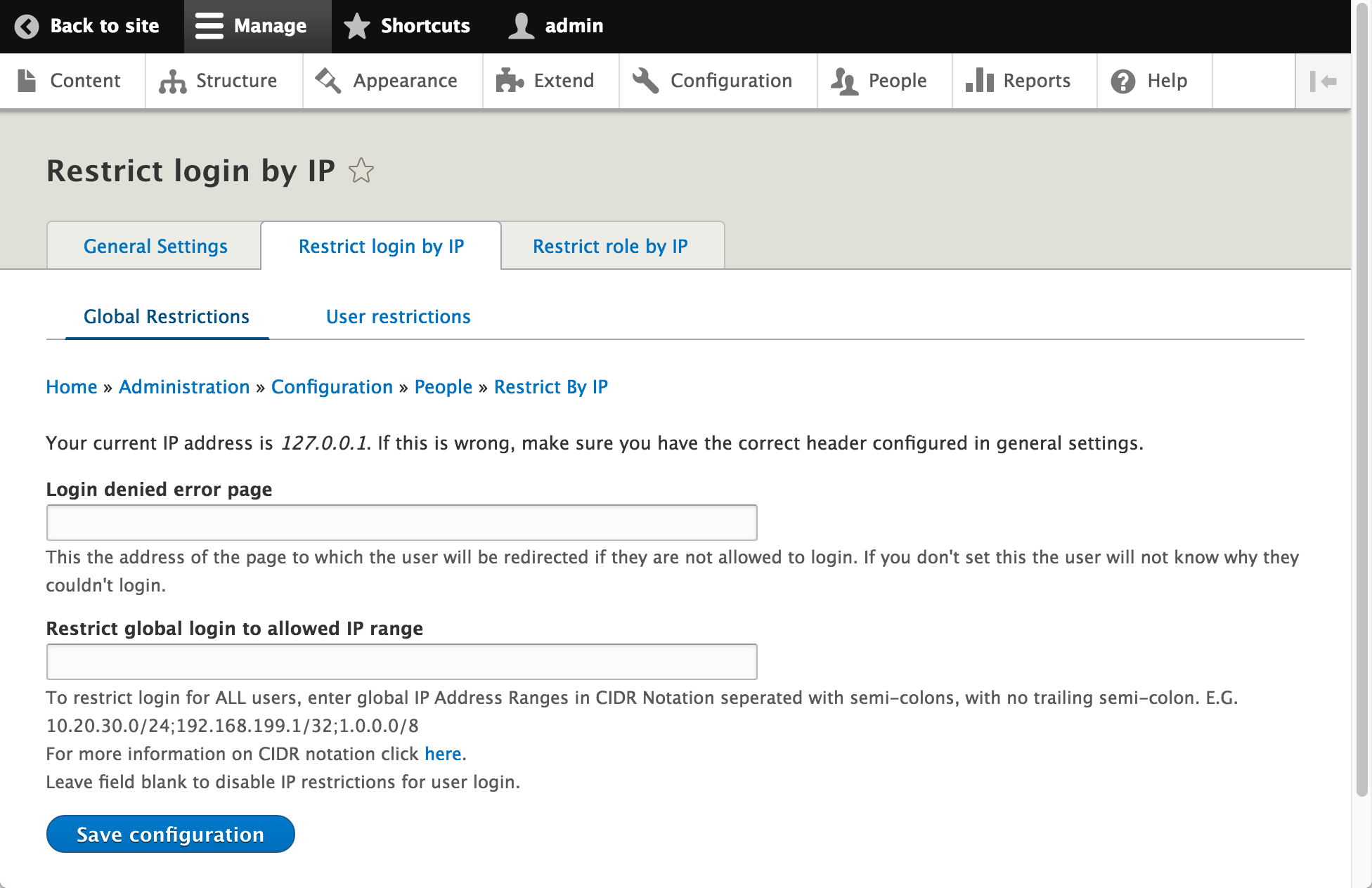 Restrict Login or Role Access by IP Address | Drupal.org Restrict Login or Role Access by IP Address | Drupal.org