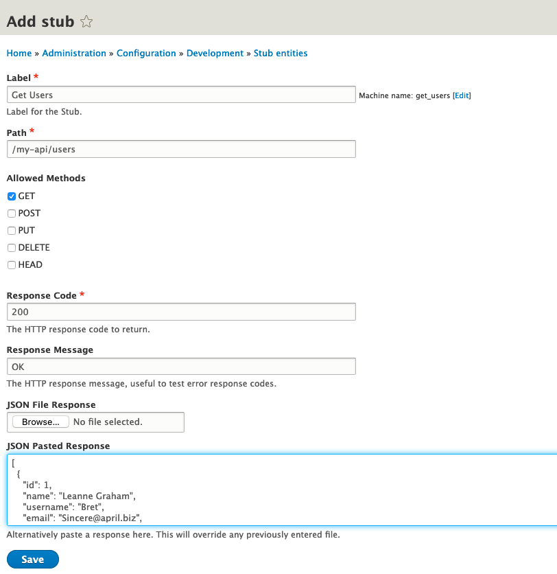Stubby (JSON API STUBS) | Drupal.org