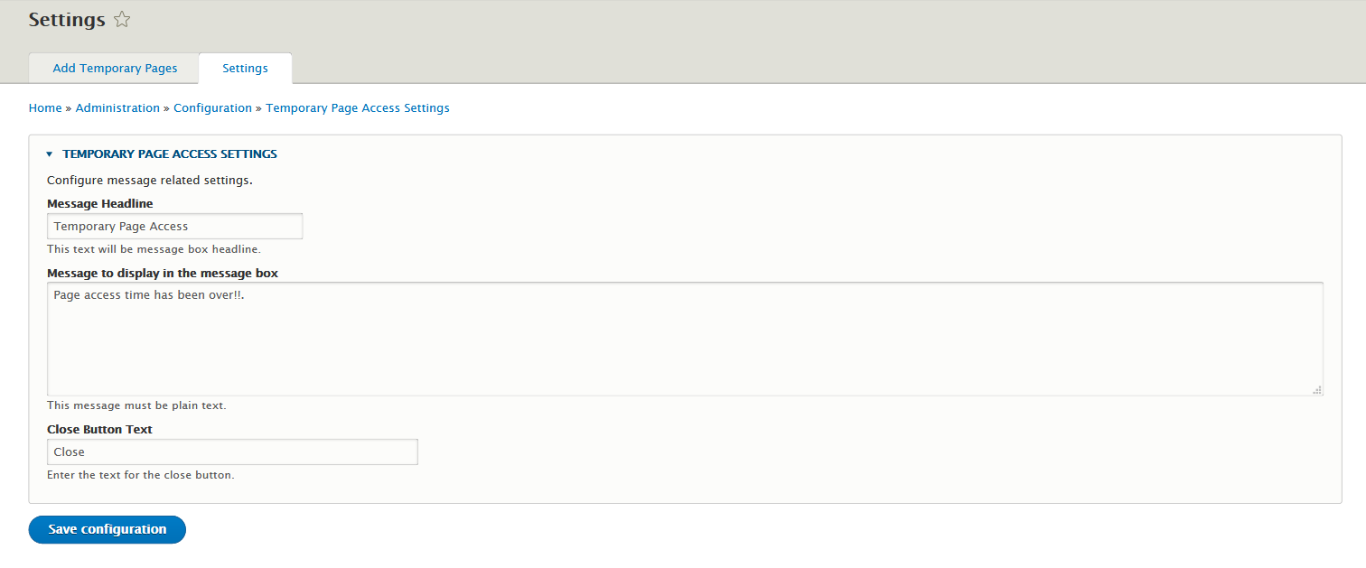 Temporary page access | Drupal.org