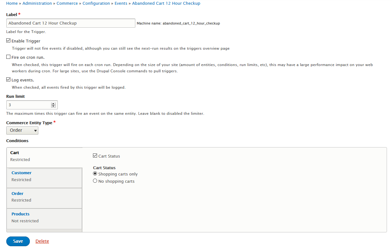 Commerce Event Trigger Api